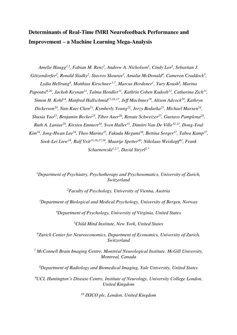 Pdf Determinants Of Real Time Fmri Neurofeedback Performance And Improvement A Machine