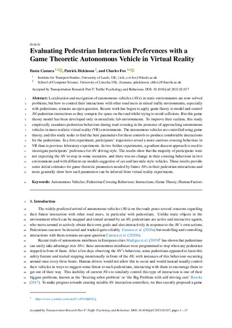 Pdf Evaluating Pedestrian Interaction Preferences With A Game