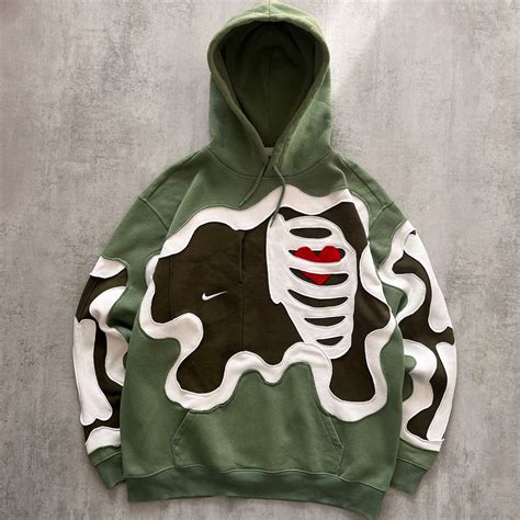 Urban Patchwork Hoodie For Streetwear Green Patchwork Sweatshirt For