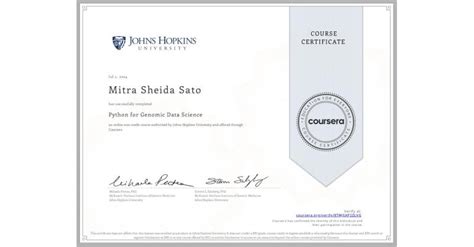 Mitra Sato Phd On Linkedin Completion Certificate For Python For Genomic Data Science