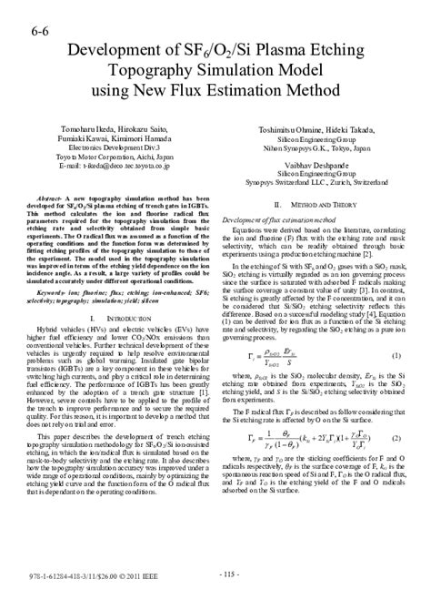 Pdf Development Of Sf 6 O 2 Si Plasma Etching Topography Simulation