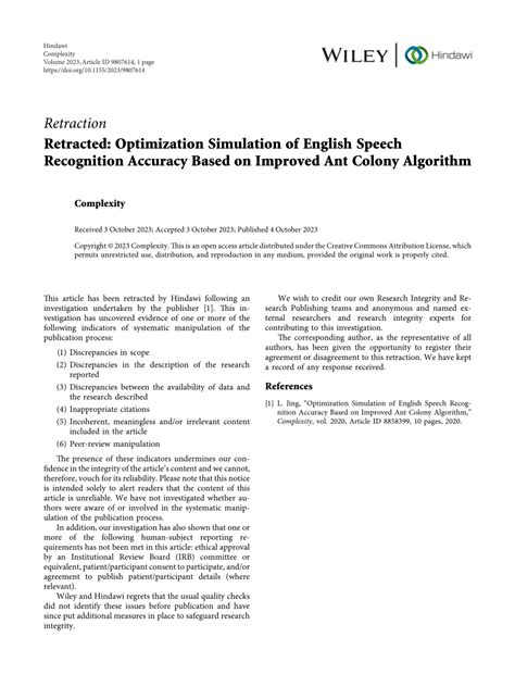 Pdf Retracted Optimization Simulation Of English Speech Recognition
