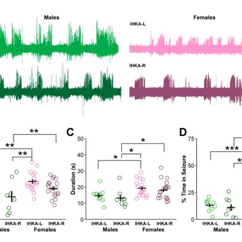 Sex Differences In Seizure Parameters At 2 Months After Ihka Injection