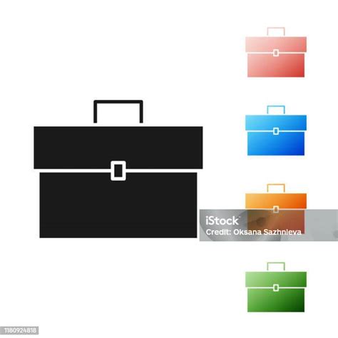 흰색 배경에 격리된 검은색 서류 가방 아이콘입니다 비즈니스 사례 기호입니다 비즈니스 포트폴리오 다채로운 아이콘을 설정합니다 벡터 일러스트레이션 가방에 대한 스톡 벡터 아트