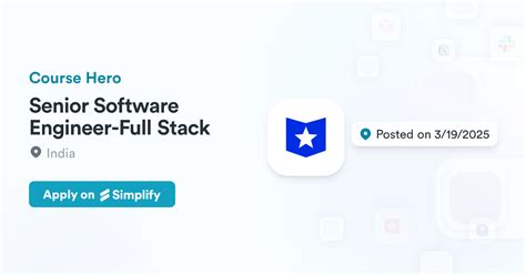 Senior Software Engineer Full Stack Course Hero Simplify Jobs