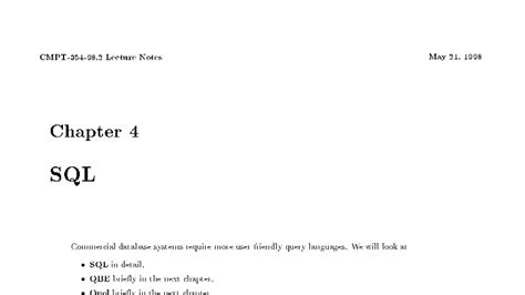 Chapter 4 Sql Database Admn And Design Chapter 4 Sql Cmpt 354 98