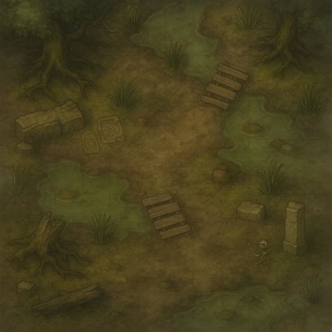 Swamp Crossing Battle Map Marsh Encounter Grid For Dandd In 2025
