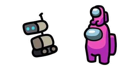 Among Us Pink Character In Crewmate Hat And Robot Cursor Custom Cursor