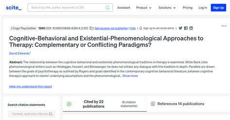Cognitive Behavioral And Existential Phenomenological Approaches To Therapy Complementary Or