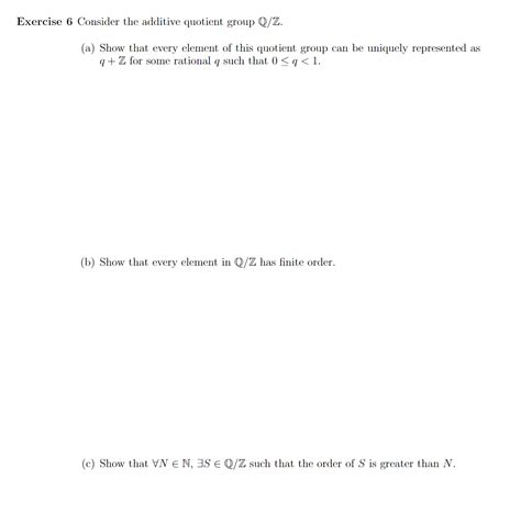 Solved Exercise 6 ﻿consider The Additive Quotient Group
