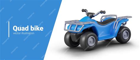 Premium Vector Blue Quad Bike With Four Big Wheels Realistic Vehicle For Travel Entertainment