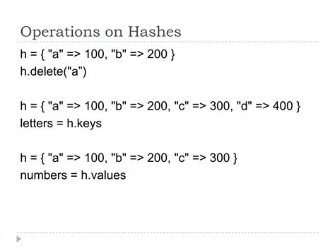 Ruby Language Array Hash And Iterators Ppt