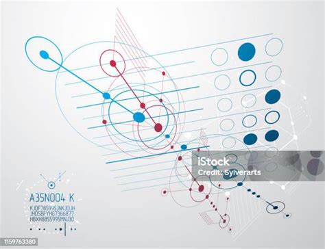 기계 구성표 동그라미와 메커니즘의 기하학적 부품 벡터 엔지니어링 도면 기술 계획은 웹 디자인 및 배경 화면 또는 배경으로 사용할 수 있습니다 0명에 대한 스톡 벡터 아트 및