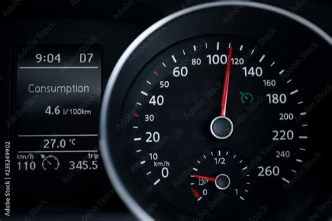 A Modern Car Odometer Cluster With Lcd Multifunction Display Meter At