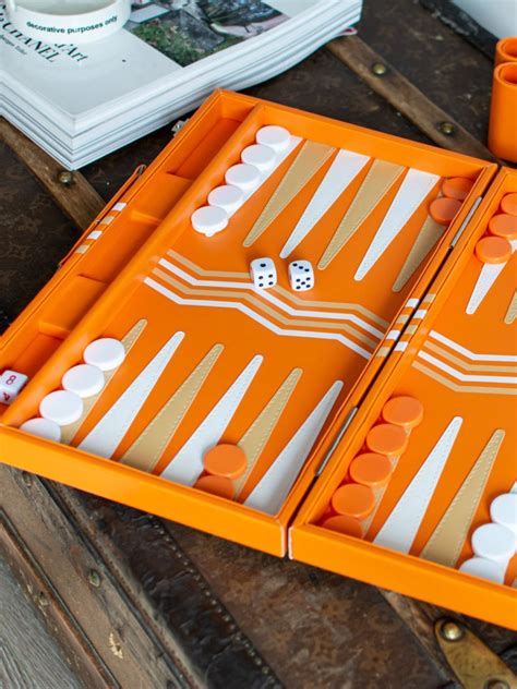 Orange Leather Backgammon The Go To
