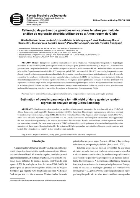 Pdf Estimation Of Genetic Parameters For Milk Yield Of Dairy Goats By Random Regression