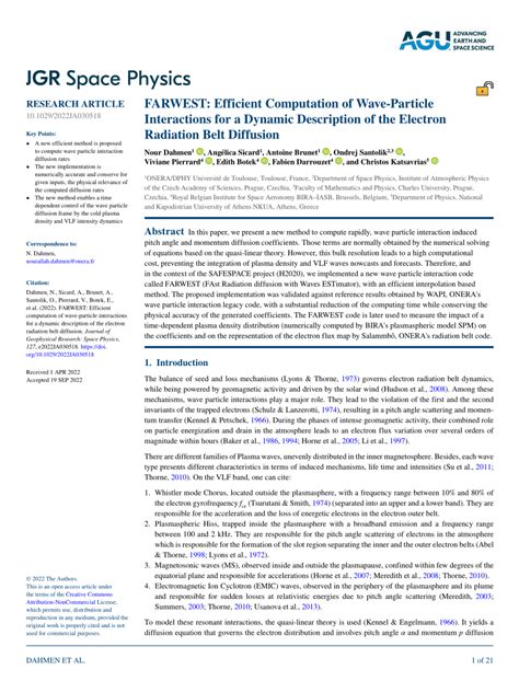 Pdf Farwest Efficient Computation Of Wave‐particle Interactions For