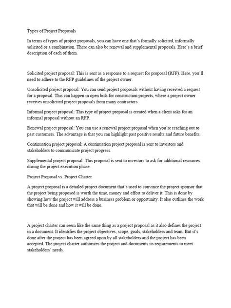 Types Of Project Proposals Pdf Project Management Goal