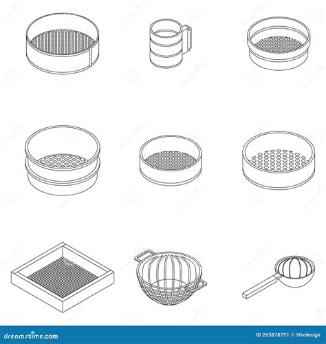 Sieve Icons Set Outline Vector Stock Vector Illustration Of Woman Filter 263878751