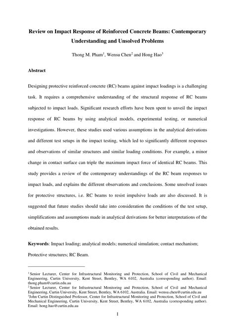 Pdf Review On Impact Response Of Reinforced Concrete Beams Contemporary Understanding And