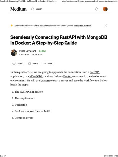 Seamlessly Connecting Fastapi With Mongodb In Docker A Step By Step Guide By Pedro