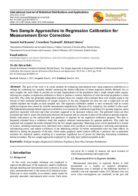 pdf two sample approaches to regression calibration for measurement error correction