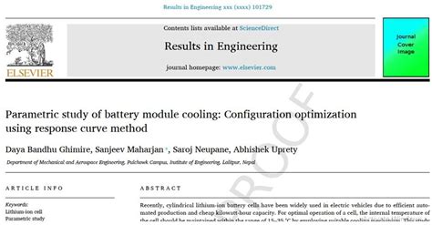 our paper on battery module cooling optimization daya bandhu ghimire posted on the topic