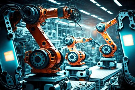 Robots Assemblers Of Machines On Conveyor In Factory Of Automotive