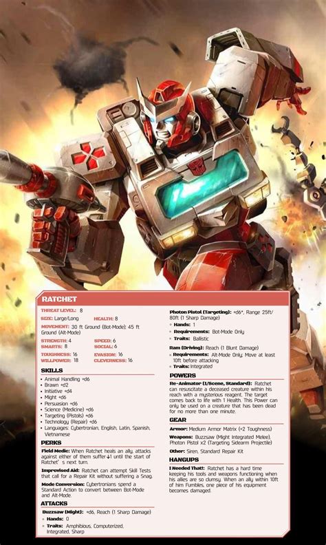 Homebrew Autobot Stat Blocks Part 2 [transformers Roleplaying Game] R Transformers
