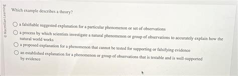 Solved Which Example Describes A Theorya Falsifiable