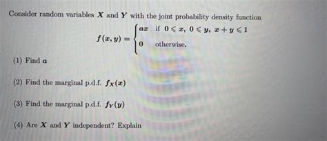 Solved Consider Random Variables X And Y With The Joint