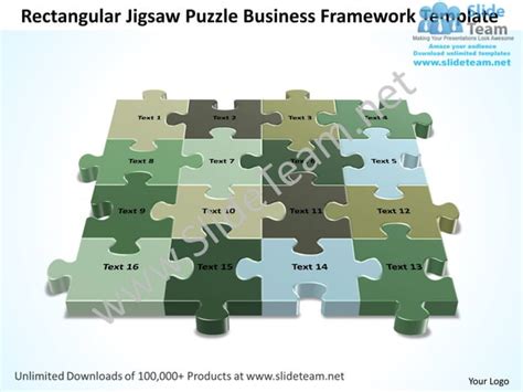Business Power Point Templates Rectangular Jigsaw Strategy Puzzle Framework Sales Ppt Slides