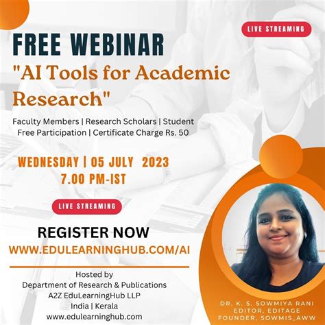 Sneha Kannan On Linkedin 💫free Webinar On Ai Tools For Academic