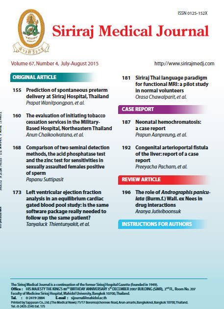Vol 67 No 4 2015 July August Siriraj Medical Journal