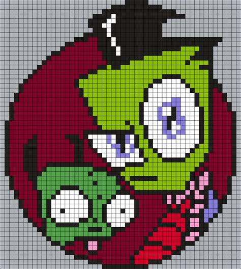Gir And Zim From Invader Zim Perler Bead Pattern Bead Sprites Characters Fuse Bead Patterns