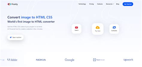 fronty convert images to html and css code