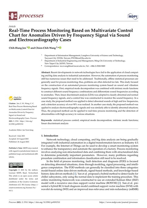 Pdf Real Time Process Monitoring Based On Multivariate Control Chart