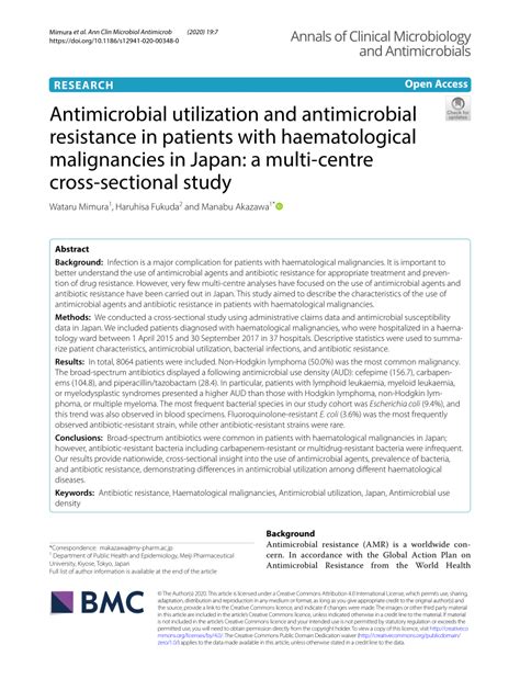 Pdf Antimicrobial Utilization And Antimicrobial Resistance In Patients With Haematological