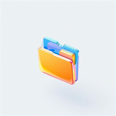 3d colorful glass folder icon on white background premium ai generated image