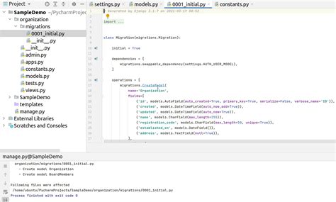 exploring project structure and creating django app jetbrains guide