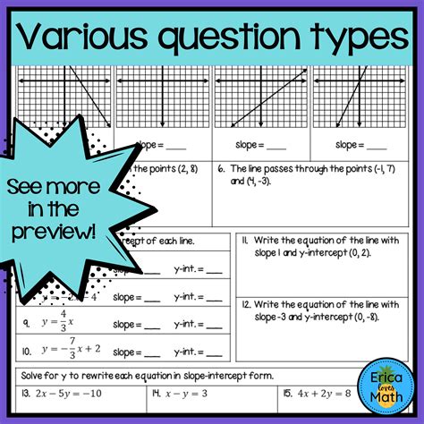 Writing Linear Equations Worksheets