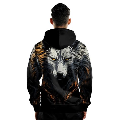 Rashninja White Alpha Wolf Aop Hoodie Wolf Hoodies For Men