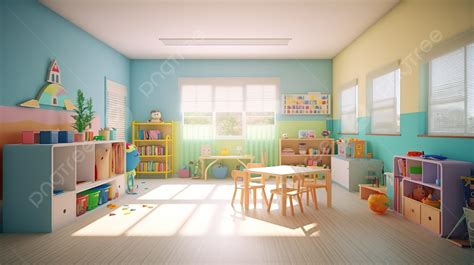Interior Kindergarten Class Rendered In 3d Background Interior