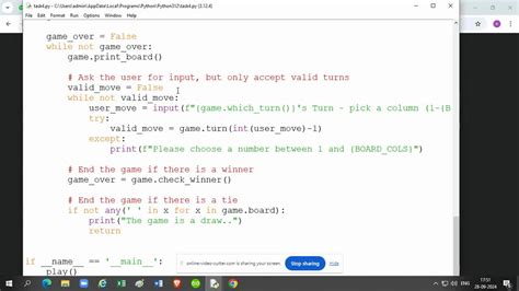 Barani M S On Linkedin Python Gamedevelopment Internpe Connectfour
