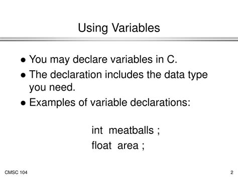 Ppt Variables In C Powerpoint Presentation Free Download Id1705880