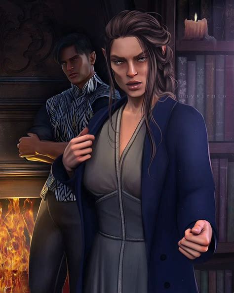 An Animated Image Of Two People Standing In Front Of A Fire Place With Bookshelves