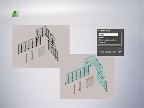3d Model Parametric Aluminium Railing Vr Ar Low Poly Cgtrader