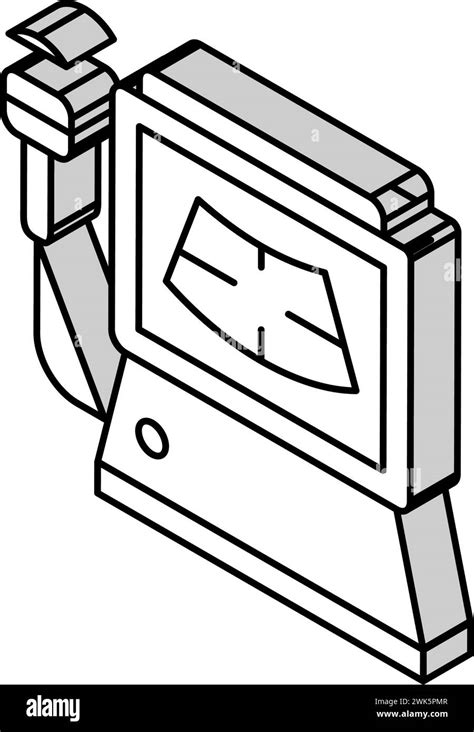 Ultrasound Radiology Computer Isometric Icon Vector Illustration Stock