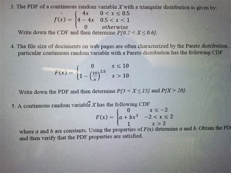 Solved 3 The Pdf Of A Continuous Random Variable X With A