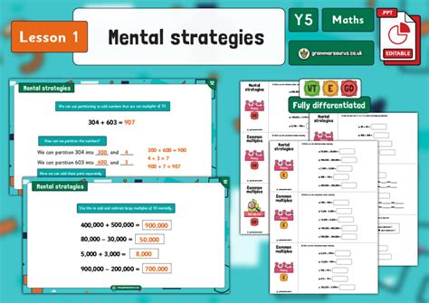 Year 5 Addition And Subtraction Mental Strategies Lesson 1 Grammarsaurus